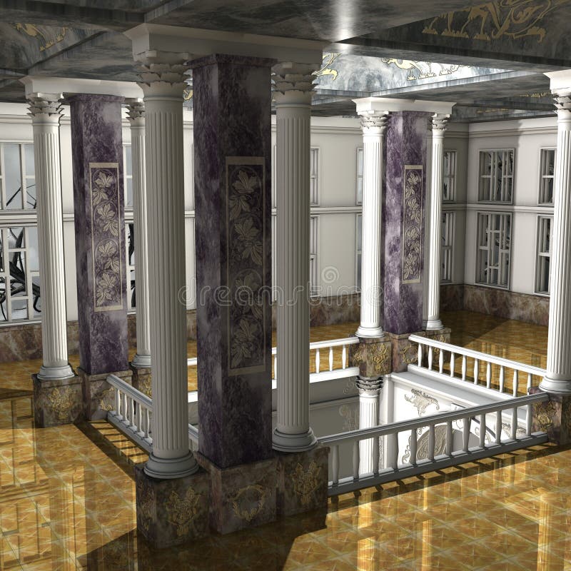Great Luxury Hall stock illustration. Illustration of corridor - 7620405