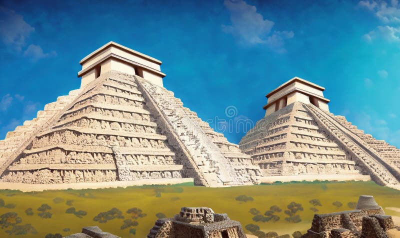 Great Mayan pyramid stock illustration. Illustration of background ...