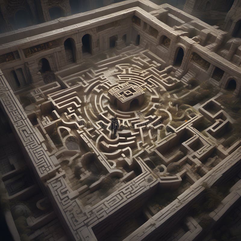 Great maze, AI-generatet stock illustration. Illustration of lost ...