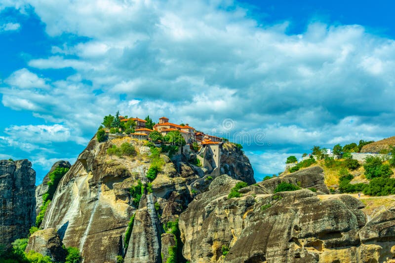 Great Meteor Monastery at Meteora, Greece Stock Image - Image of green ...