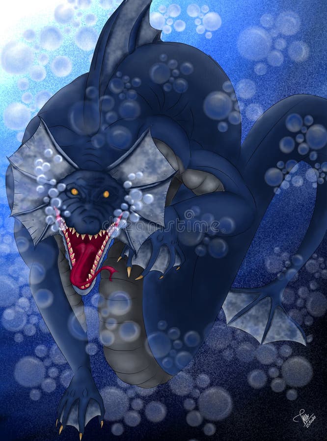 Great Monster on Deep Sea Art Digital Drawing by Hand Made Stock ...