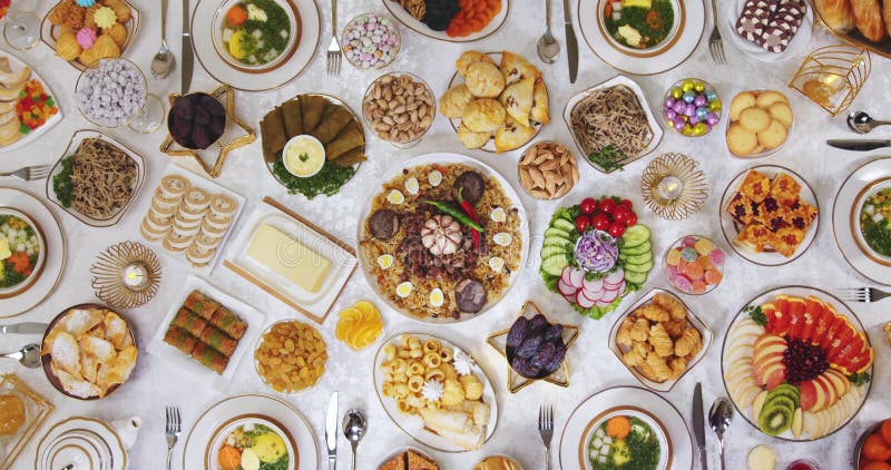 The Great Month of Ramadan. the Table is Set for Iftar Stock Footage ...