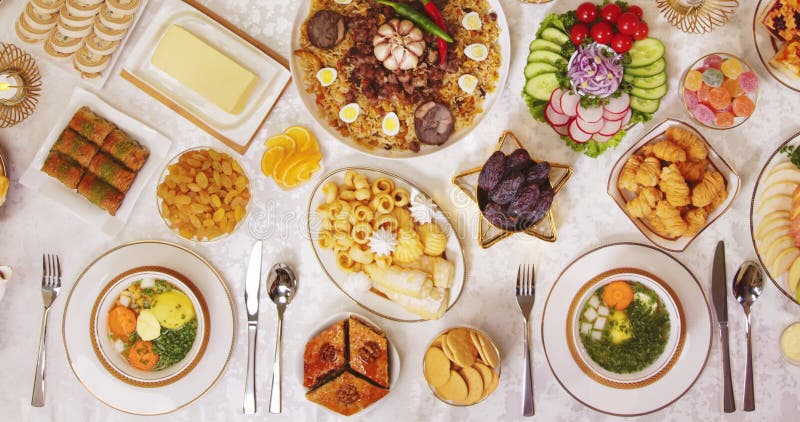 The Great Month of Ramadan. the Table is Set for Iftar Stock Video ...