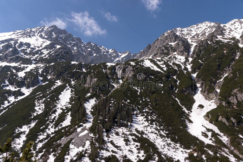 Great Mountain Peak in Spring Landscape. High Tatra Mountains. Stock ...
