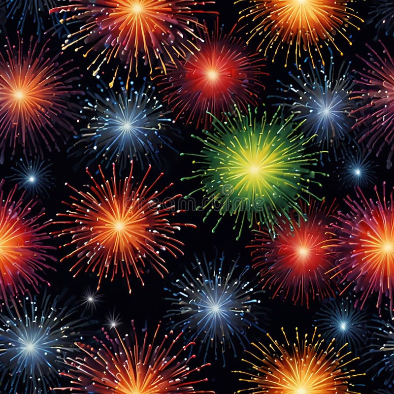 Great Multicolored Fireworks Show with Multiple Colorful Bursts Stock ...