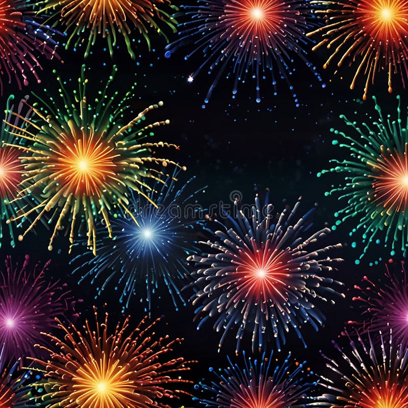 Great Multicolored Fireworks Show with Multiple Colorful Bursts Stock ...