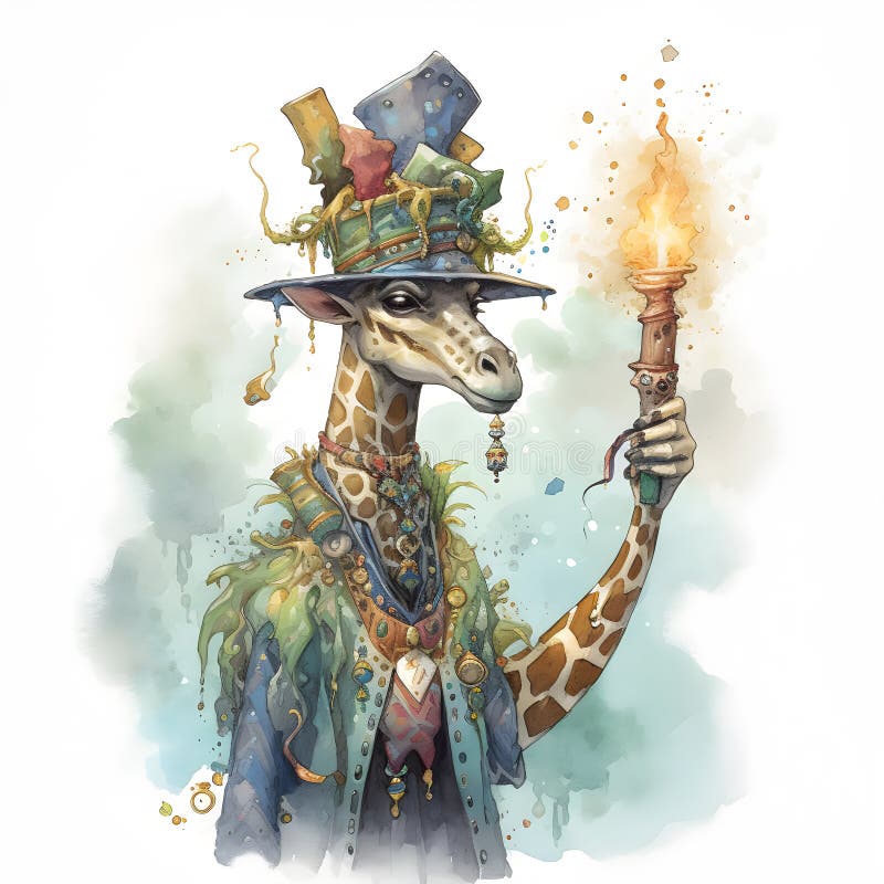 Great Mystical Wizard Giraffe, Ai Generative Illustration Stock ...
