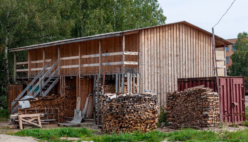 Great New Barn To Store Firewood Stock Photo - Image of natural, energy ...
