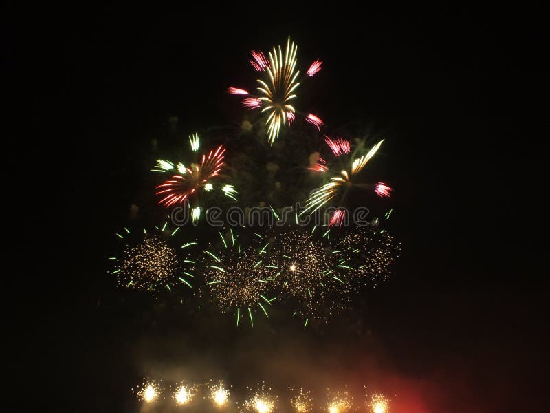 Great Fireworks in the Night Stock Photo - Image of holiday, color ...