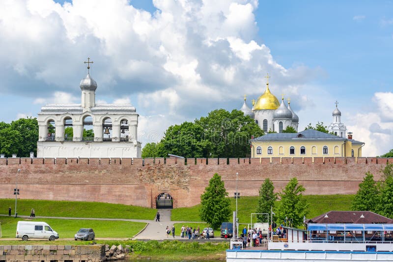 Great Novgorod Kremlin Walls and Domes, Russia Editorial Photo - Image ...