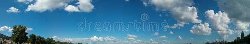 Great Panorama View of the Sky with Clouds and Trees Stock Image ...