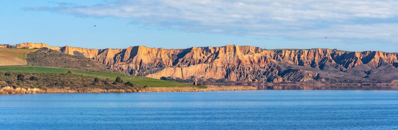 Great Panoramic View of the Cliffs Formed by the Burujon Mountains ...