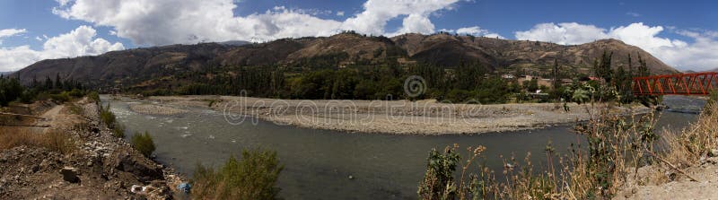 Great Panoramic View of the Santa River Located in Shupluy Stock Image ...