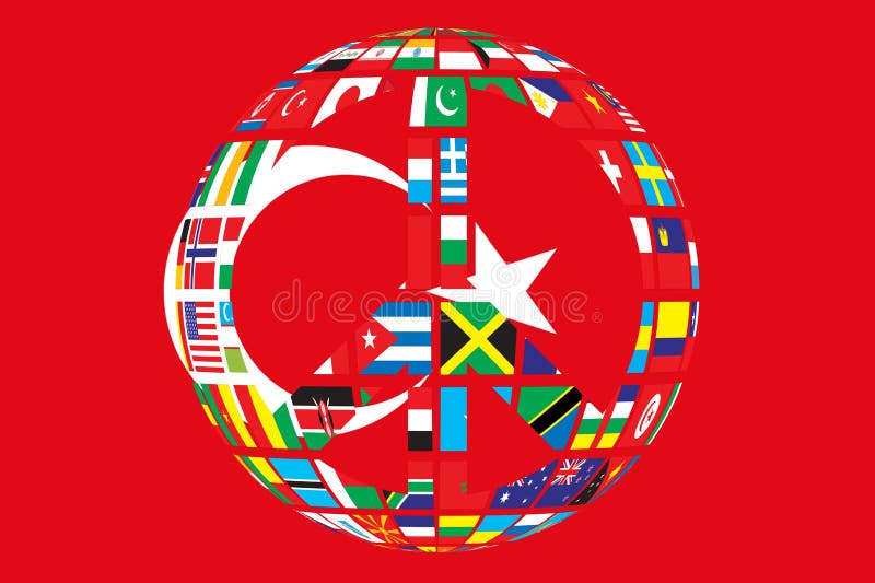 Great Peace Symbol on a Flag of Turkey Stock Illustration ...