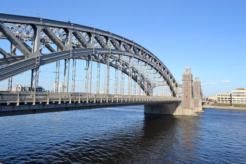 The Great Peter Bridge, St. Petersburg Stock Photo - Image of sunny ...