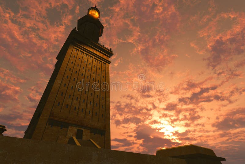 The Great Pharos Lighthouse Stock Illustration - Illustration of ...