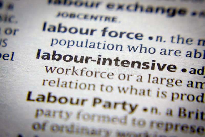 Word or Phrase Labour-intensive in a Dictionary Stock Image - Image of ...