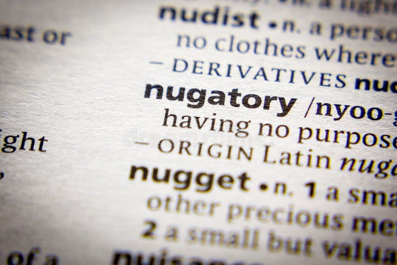 Word or Phrase Nugatory in a Dictionary Stock Image - Image of ...