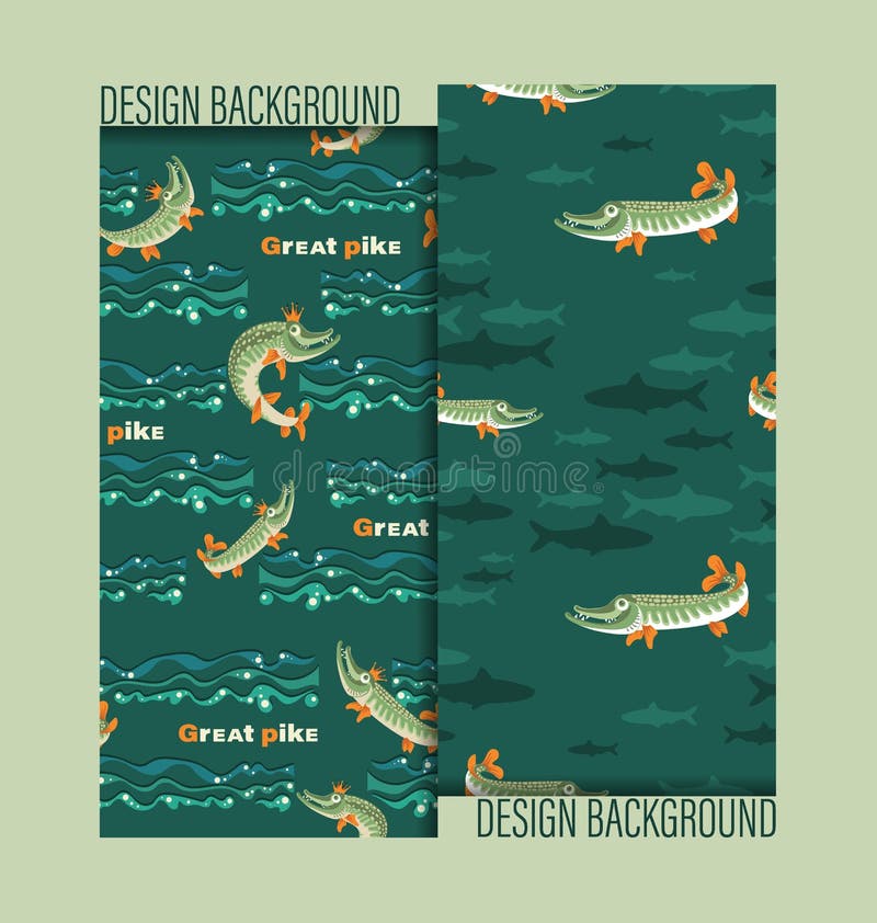 Pike. Seamless Pattern of Pike Stock Vector - Illustration of hand ...