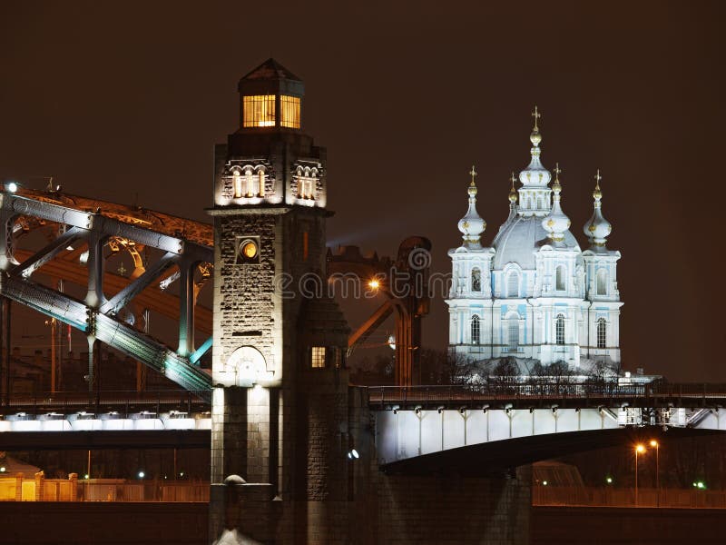 Great Piter Bridge and Cathedral Stock Image - Image of cities ...