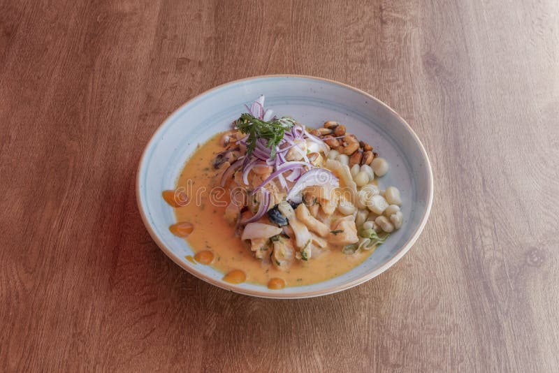 Great Presentation of Fish Ceviche with Various Kinds of Corn and Red ...