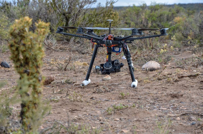 Great Professional Drone in the Field Stock Image - Image of aerial ...