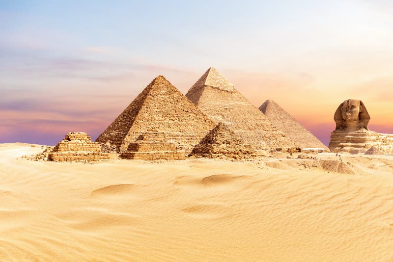 The Great Pyramid Complex in the Giza Desert, Egypt Stock Photo - Image ...