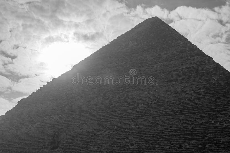 The Great Pyramid of Giza in Cairo Black and White Stock Image - Image ...