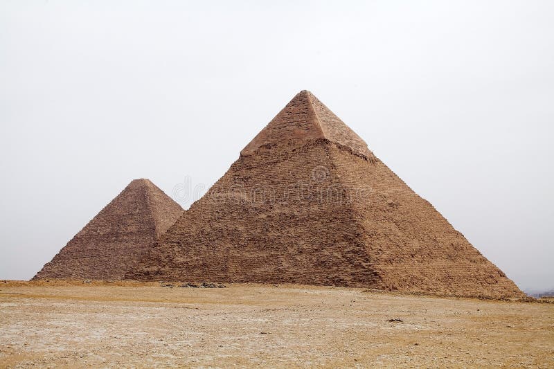 The Great Pyramid and Pyramid of Khafre at the Giza Pyramid Complex in ...