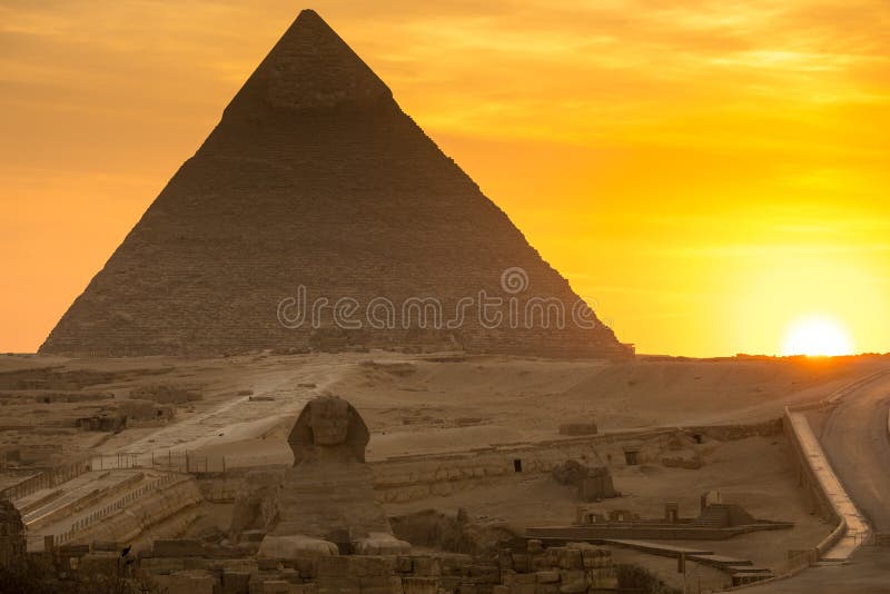 The Great Pyramid on Sunset Stock Photo - Image of egyptology, tourism ...