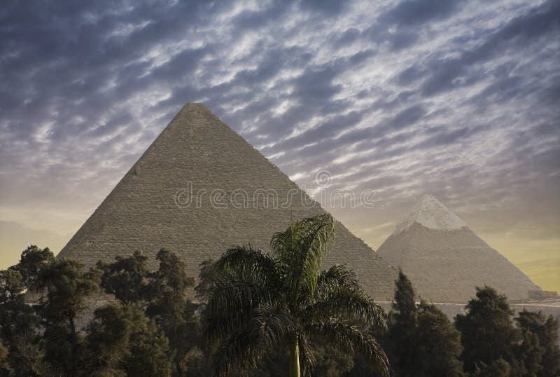 The Great Pyramids stock photo. Image of ruin, palm, ancient - 30849956