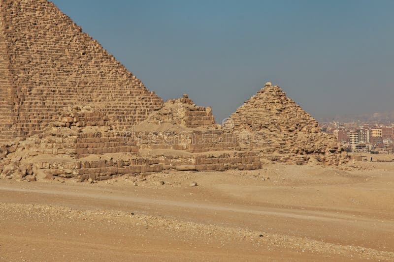 Great Pyramids of Ancient Egypt in Giza, Cairo, Africa Stock Photo ...