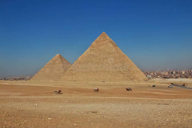 Great Pyramids of Ancient Egypt in Giza, Cairo, Africa Stock Photo ...