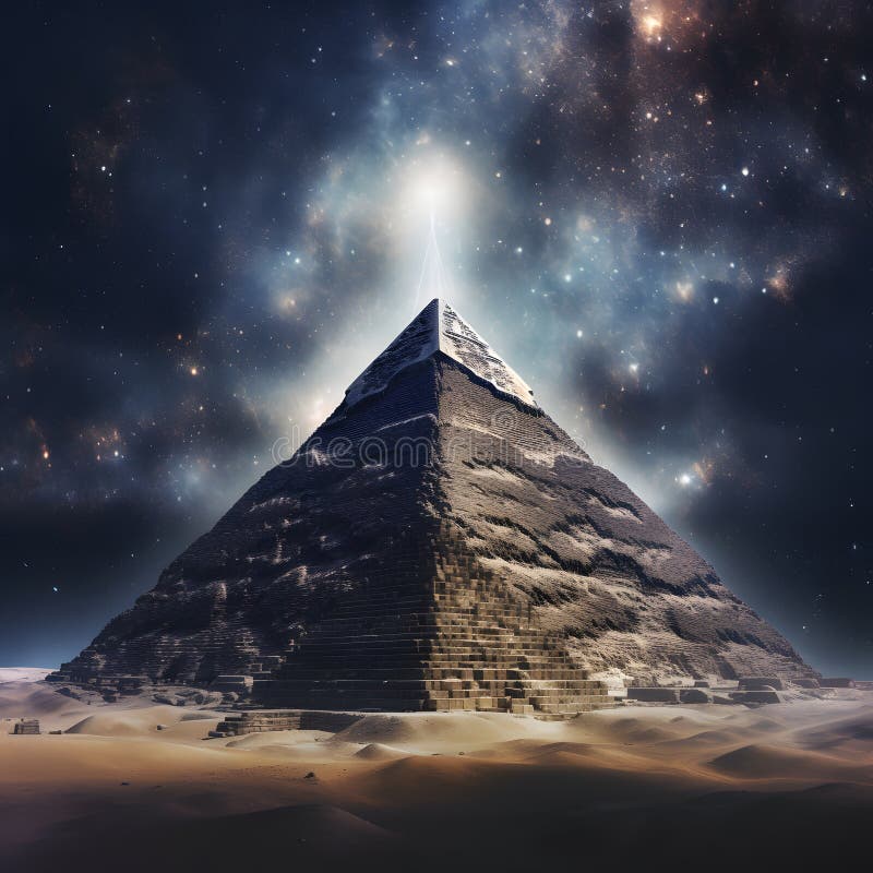 Great Pyramids of Giza, Egypt, Illuminated Stock Illustration ...