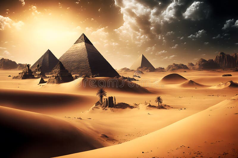 Great Pyramids from Giza, Egypt in Sunny Daytime. Neural Network ...