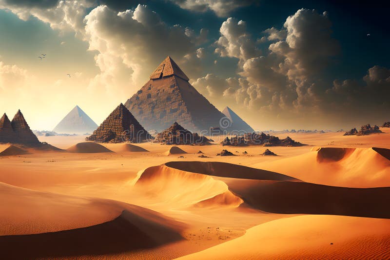 Great Pyramids from Giza, Egypt in Sunny Daytime. Neural Network ...