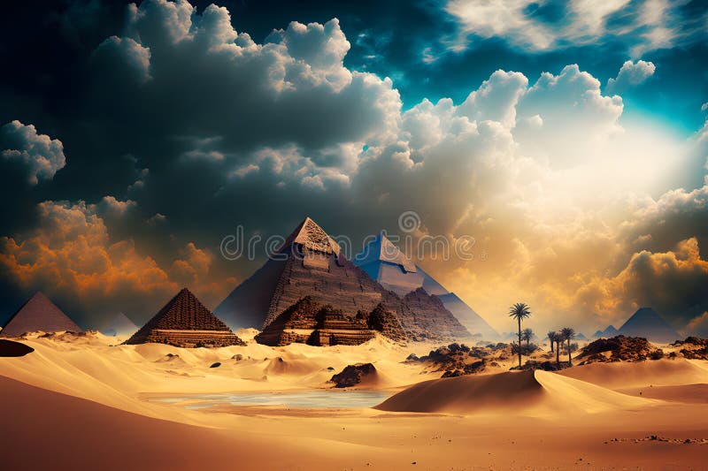 Great Pyramids from Giza, Egypt in Sunny Daytime. Neural Network ...