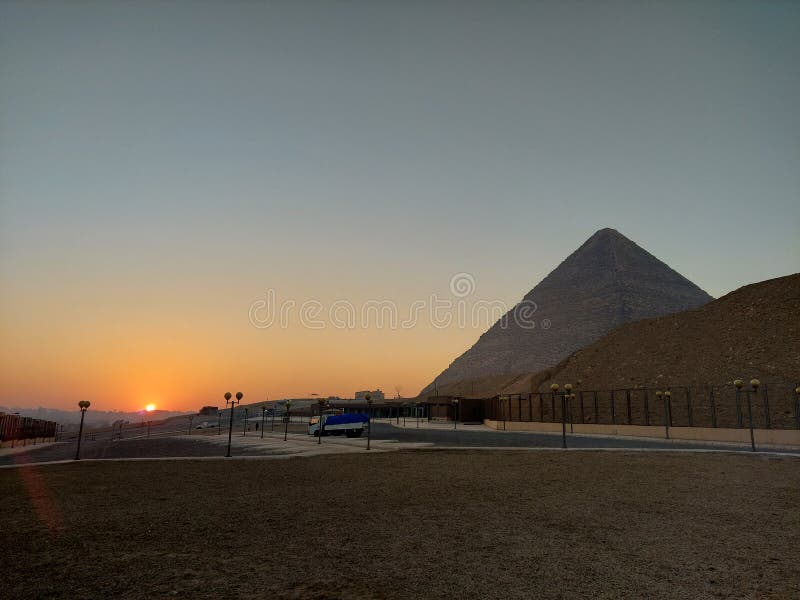 Great Pyramids and Sun Rise Stock Photo - Image of memorial, pyramids ...