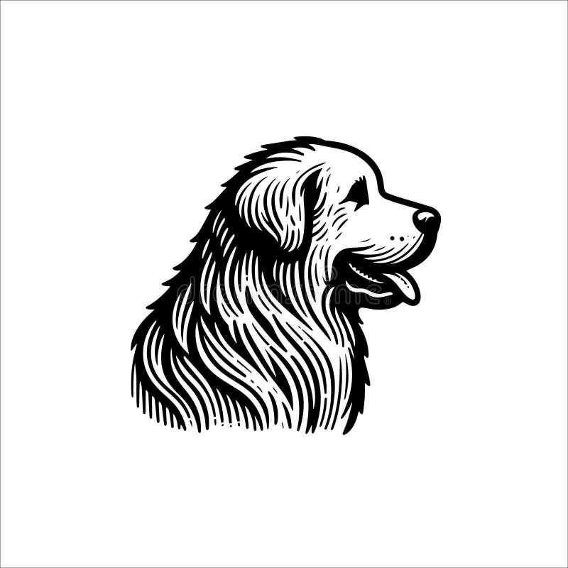 Great Pyrenees Front Head Face Vintage Retro Vector Illustration Style ...
