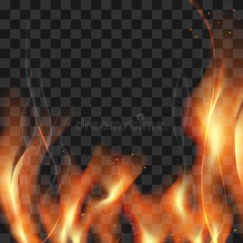 Great Realistic Vector Fire Flames Smoke Sparks on Translucent B Stock ...