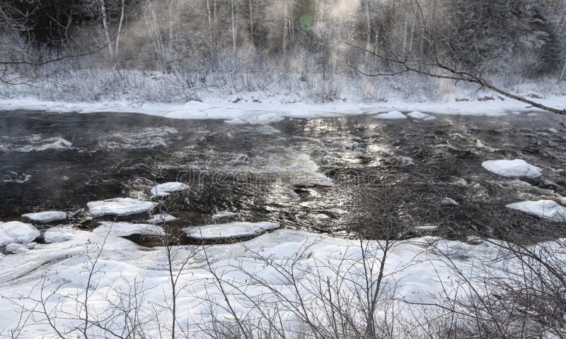 Great River in the Great Cold Quebec, Canada in the Morning Stock Image ...