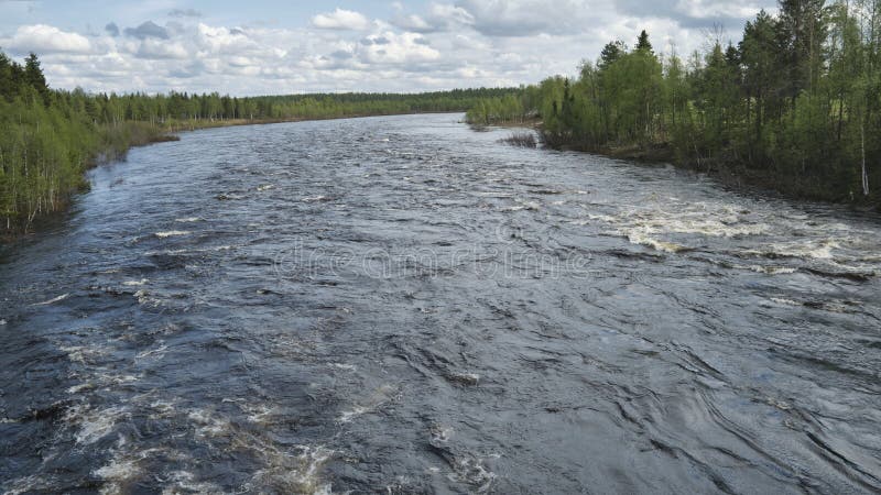 A Great River in Finnish Lapland. Stock Image - Image of waves, spring ...