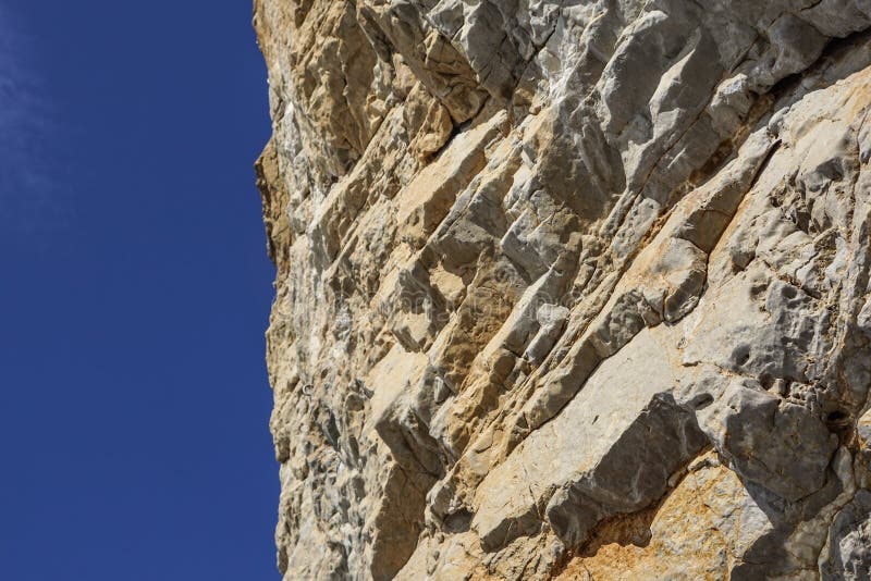 Great Rock Wall, Cliff Against the Blue Sky Stock Image - Image of ...