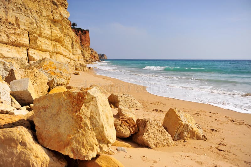Great Rocks on the Beach of Algarve Stock Photo - Image of seascape ...