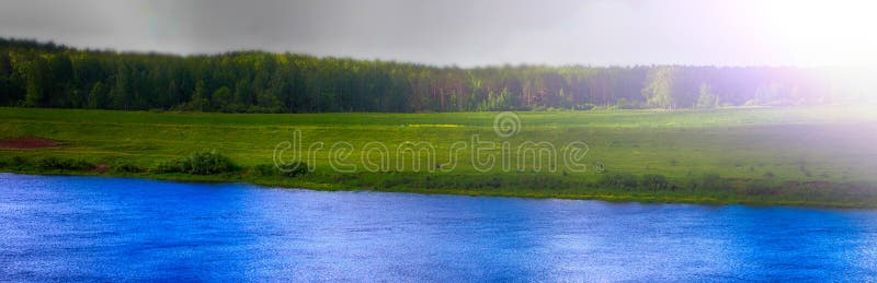 Great Russian river Volga stock photo. Image of spring - 81977508