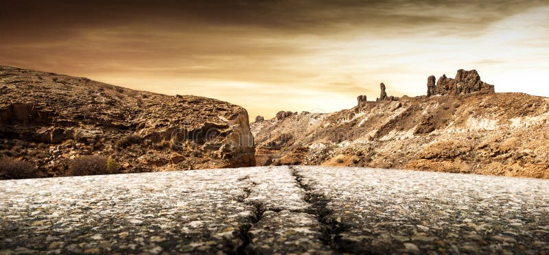 Scene of desertic road stock photo. Image of light, blizzard - 112571678