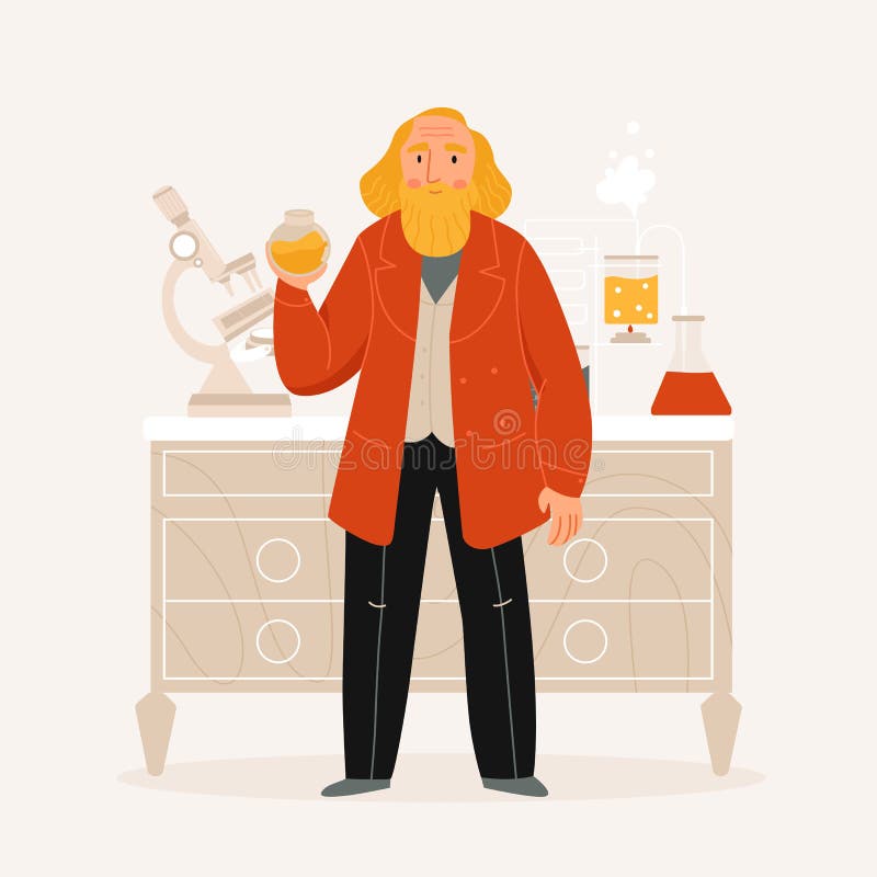 Great Scientist Mendeleev stock vector. Illustration of chemistry ...