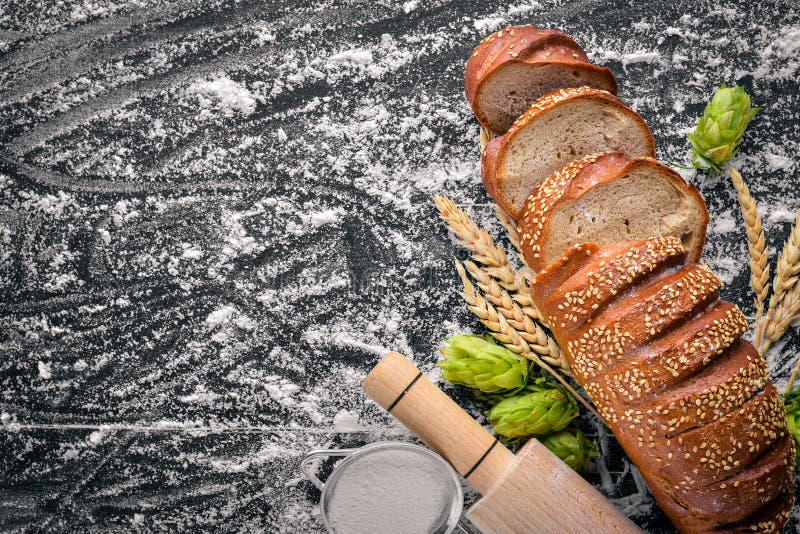 A Great Selection of Baking and Bread. Top View Stock Image - Image of ...