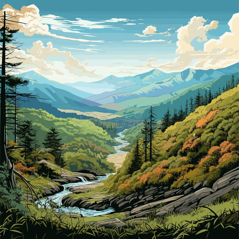 Great Smoky Mountains. Great Smoky Mountains Hand-drawn Comic ...