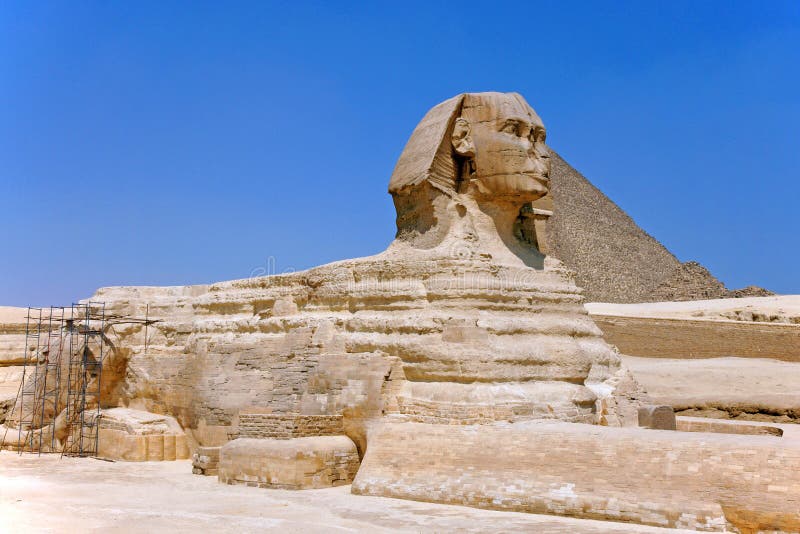 Sphinx On The Restoration. Giza Egypt. Stock Photo - Image of cairo ...